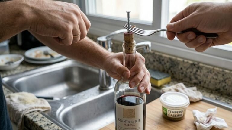 Como abrir uma garrafa de vinho sem saca-rolhas usando um garfo e ...